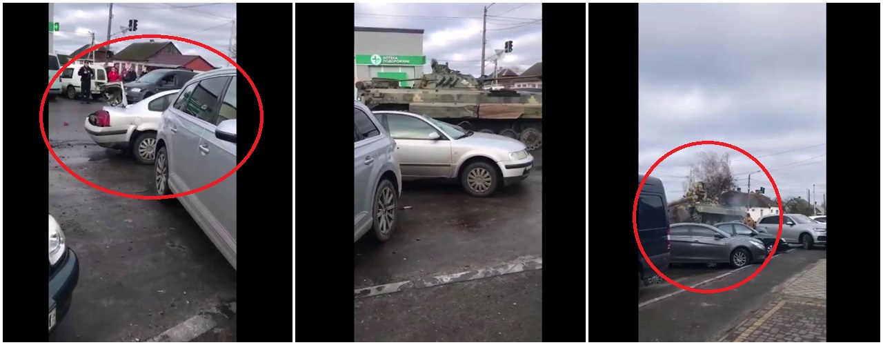 Tupeu maxim al rușilor! Momentul în care un tanc rusesc trece peste o ... Tupeu maxim al rușilor! Momentul în care un tanc rusesc trece peste o ...