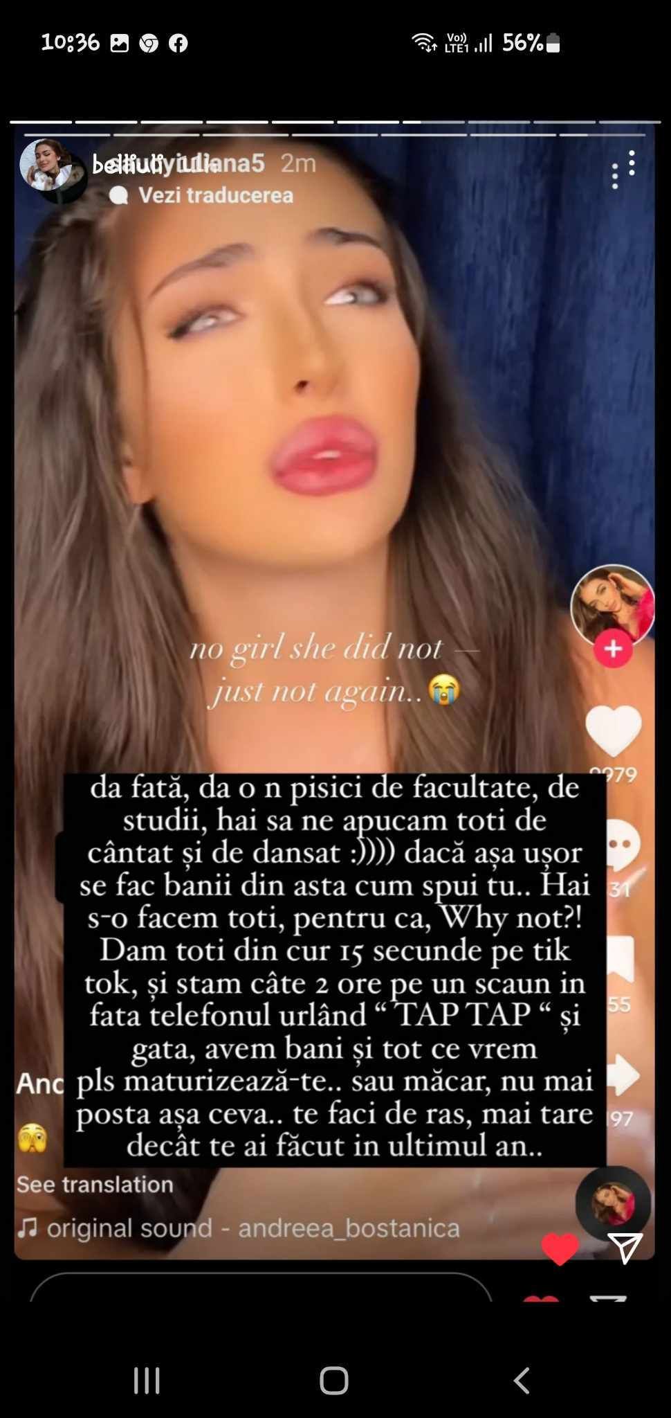 ”Regina TikTok-ului”, Andreea Bostanica, după ce a luat note mici la ...