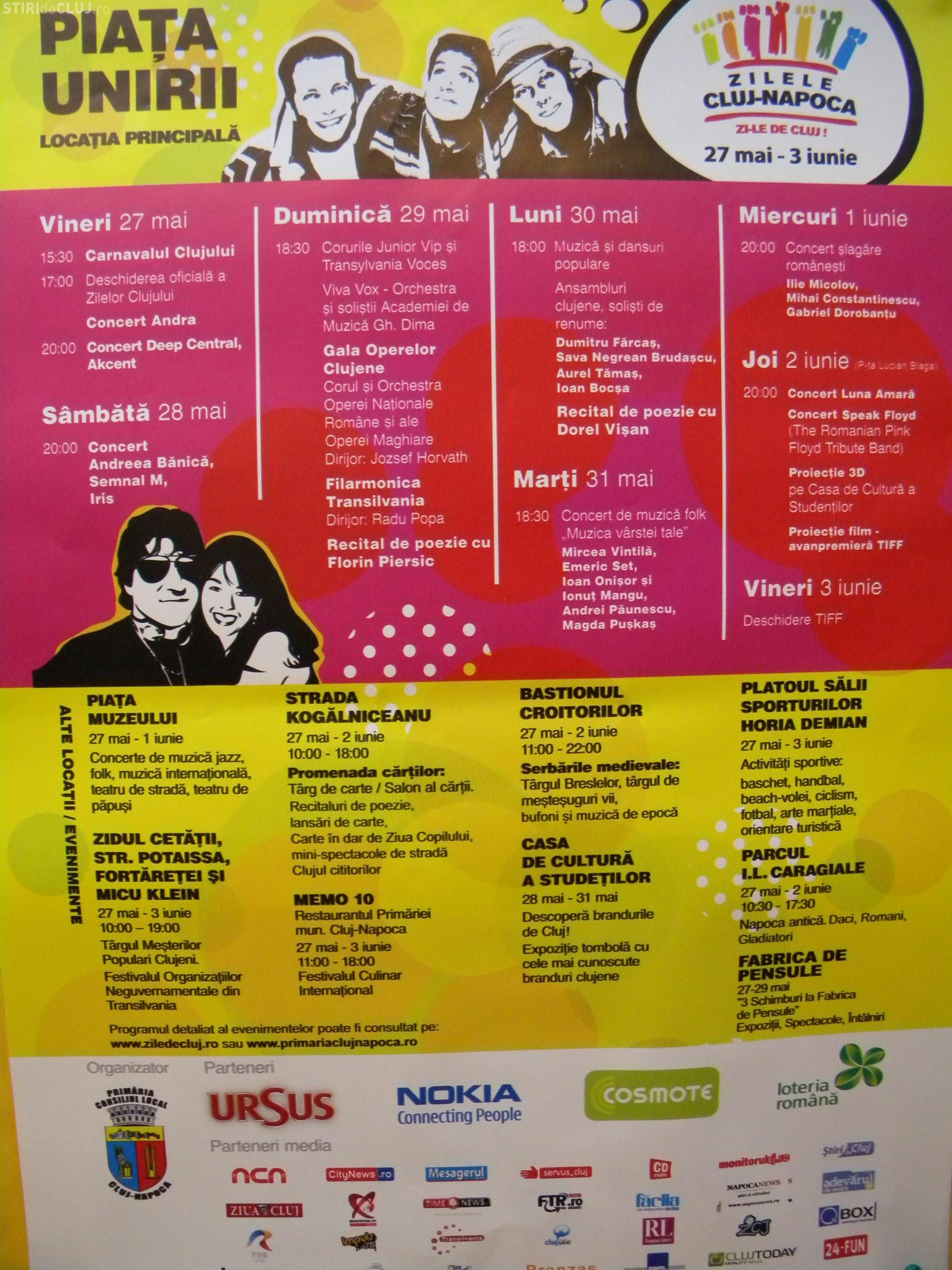 Vezi programul Zilelor Municipiului Cluj-Napoca: afisul si cine canta ...
