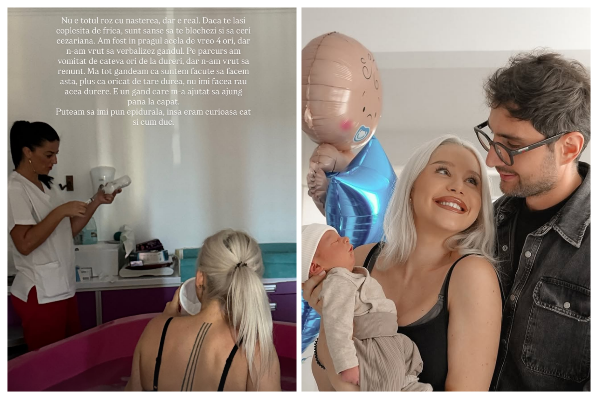 Naștere grea, în apă, pentru influencerița clujeancă Carmen Grebenișan: „Am vomitat de câteva ...